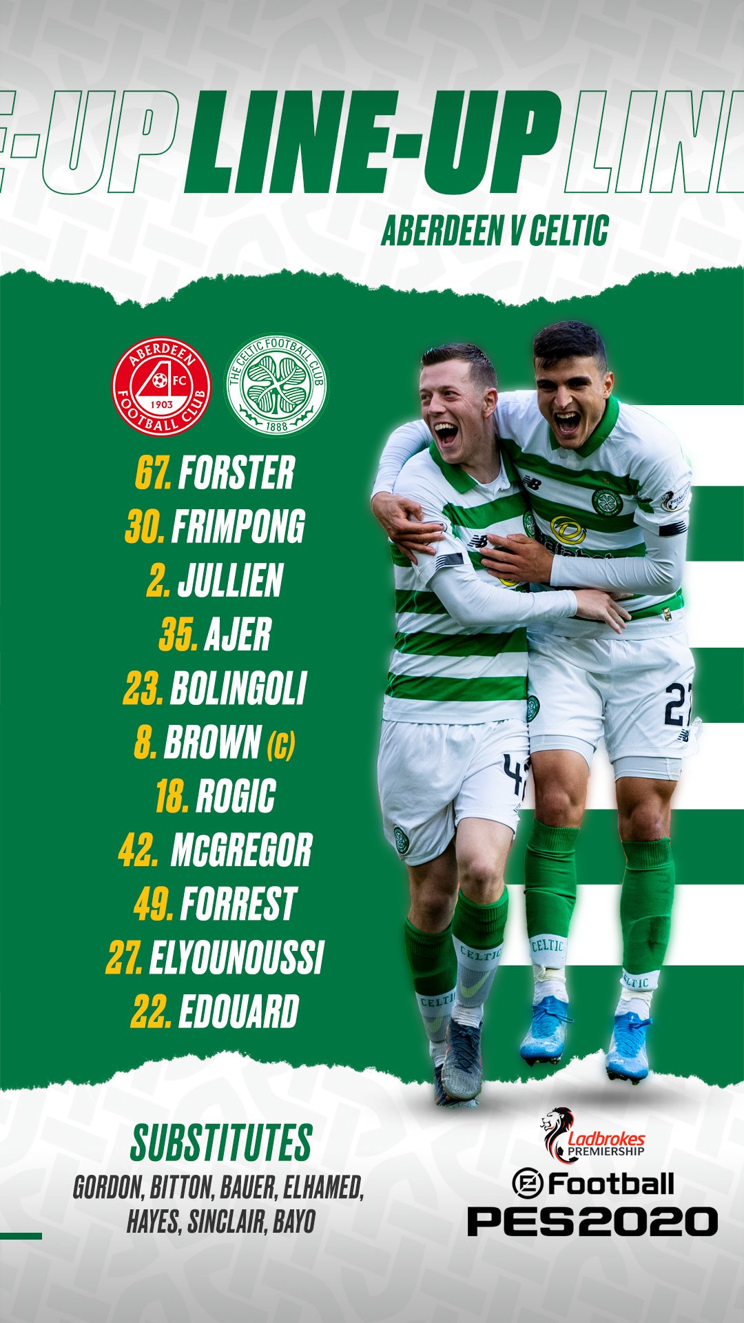 An obvious change and a big test for the youngster: Celtic starting XI ...
