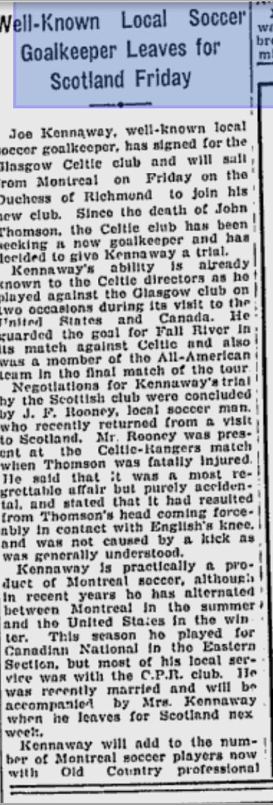 New Info on goalkeeper Joe Kennaway’s life after Celtic