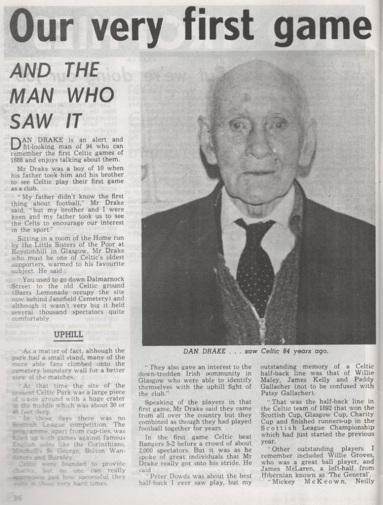 Match Report – Dan Drake was there at Celtic’s first ever match, the 5 ...