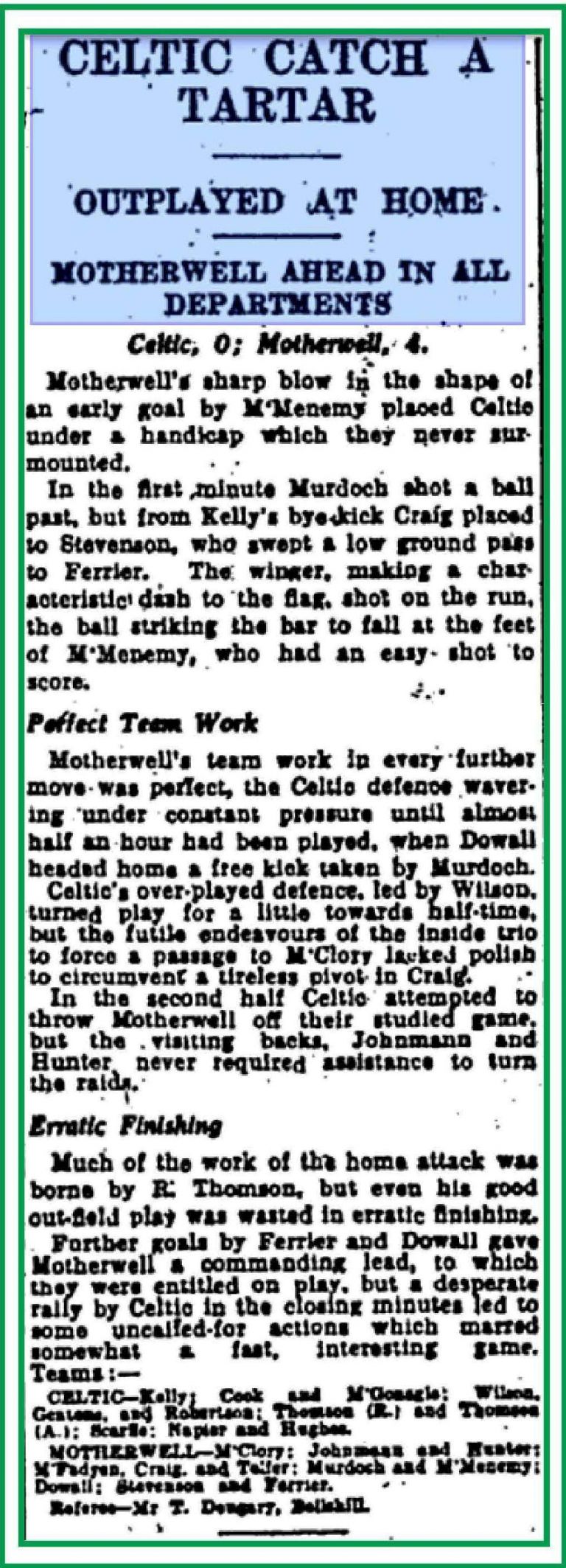 Celtic On This Day – 15th March – David Potter’s Celtic Diary