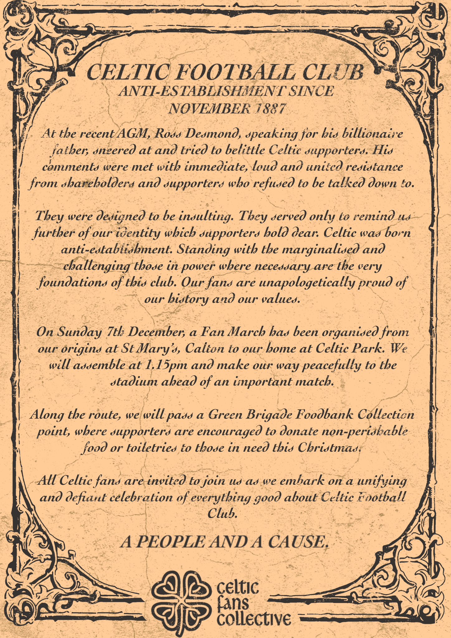 ‘From our origins to our home’ – Celtic Fans Collective’s Fan March ahead of Celtic v Hearts